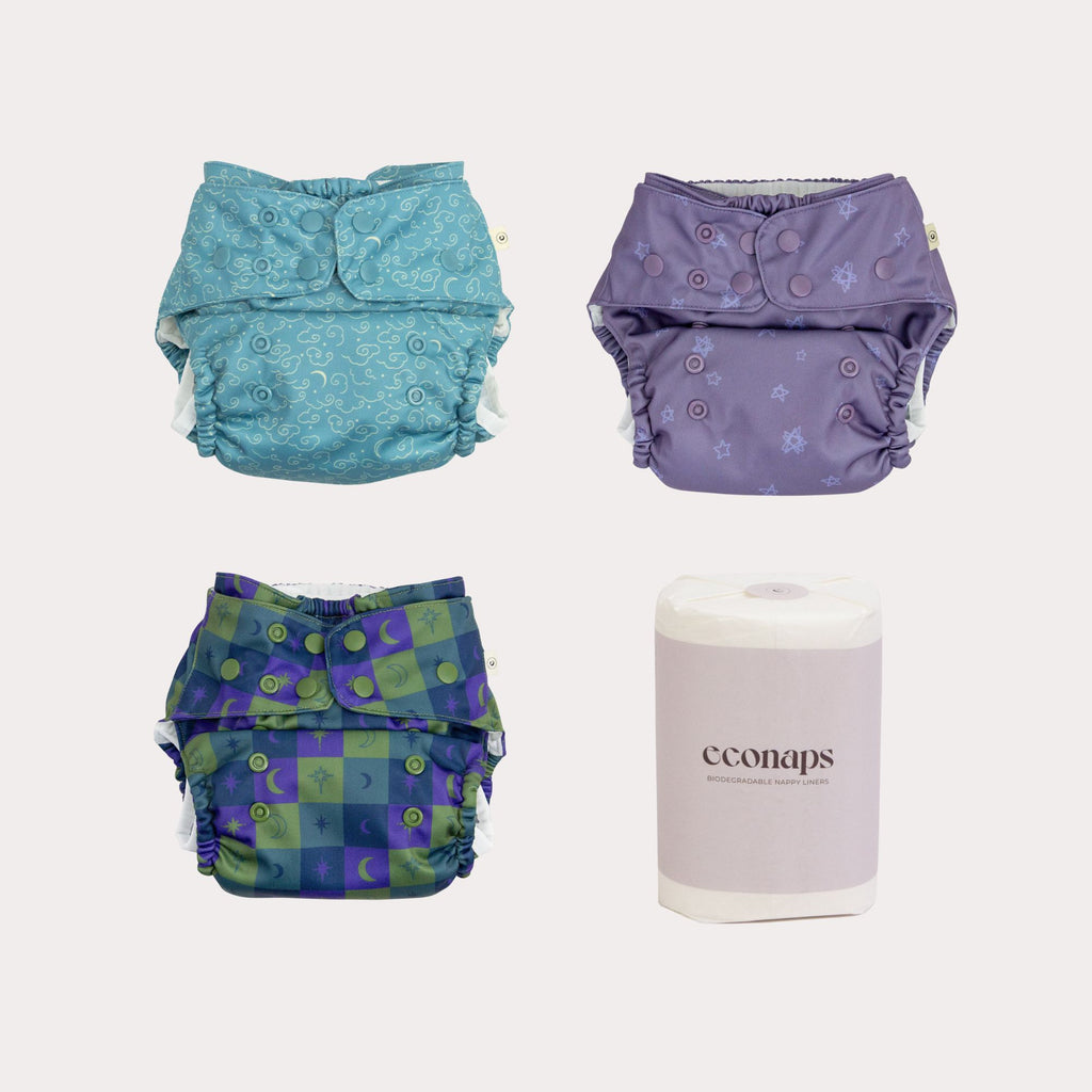 Night Time Cloth Nappy & Liners 3 Pack – EcoNaps Modern Cloth Nappies