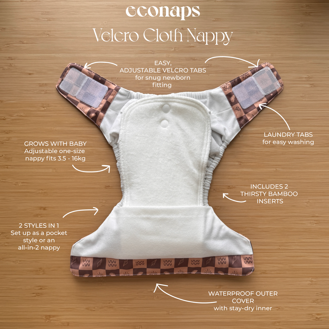 Peony 2.0 Modern Velcro Cloth Nappy – EcoNaps Modern Cloth Nappies